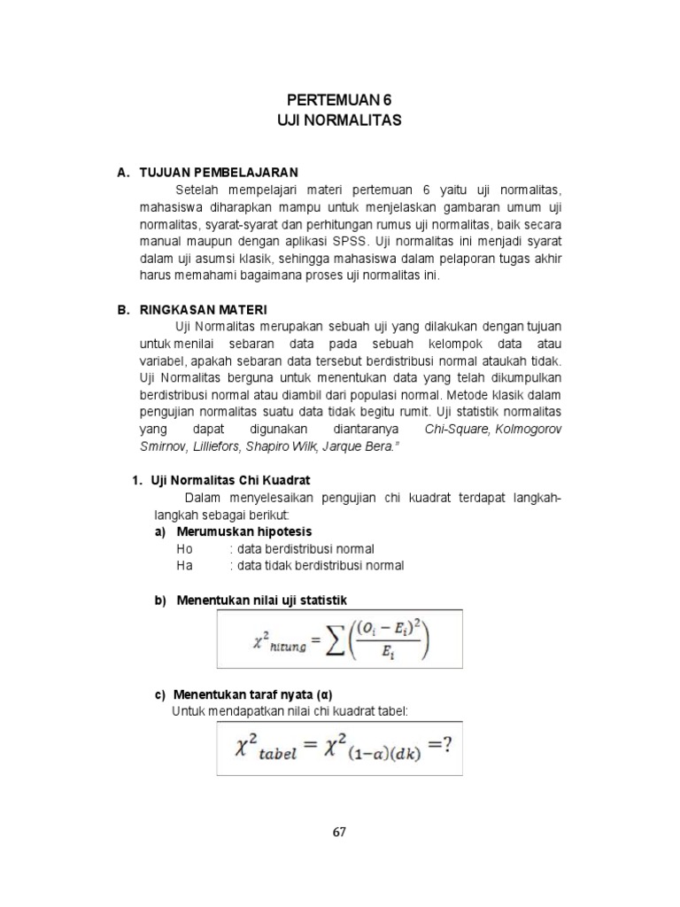 Uji Normalitas: Metode dan Rumus | PDF
