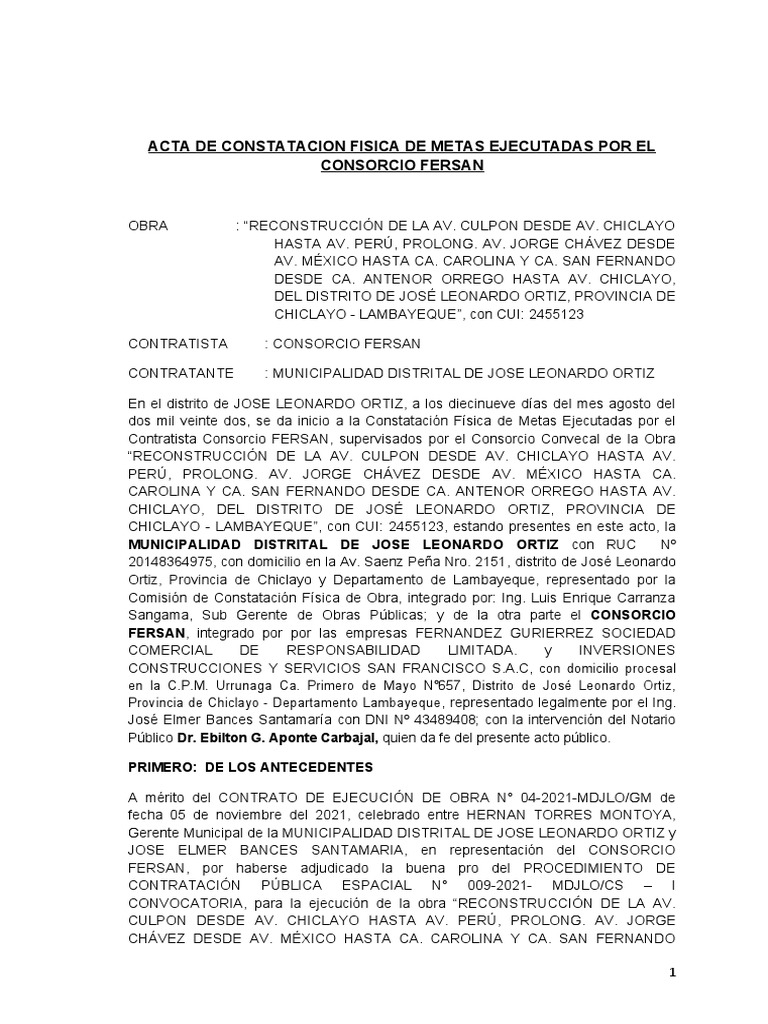 Modelo De Acta De Constatacion Cae