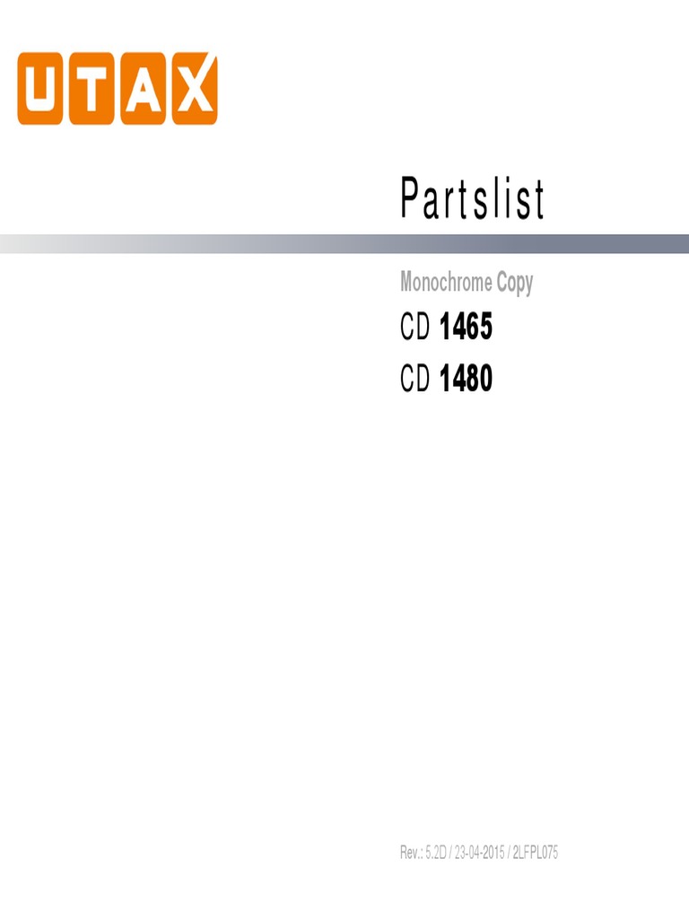 Parts List - UTAX CD1465 - CD1480 - ENG - Rev52D | PDF | Equipment ...