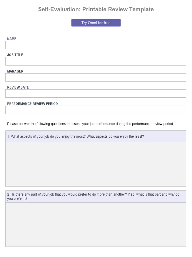 Performance Review Template (Self, Manager, Peers) | PDF | Performance ...