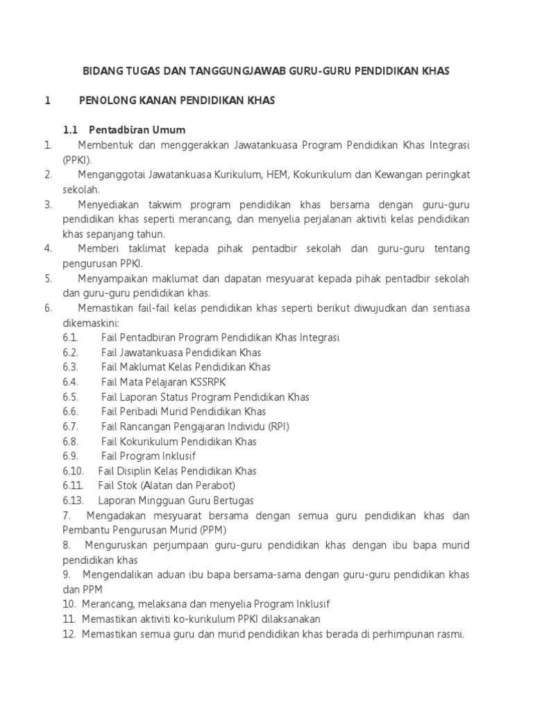 BIDANG TUGAS DAN TANGGUNGJAWAB GURU Ppki | PDF