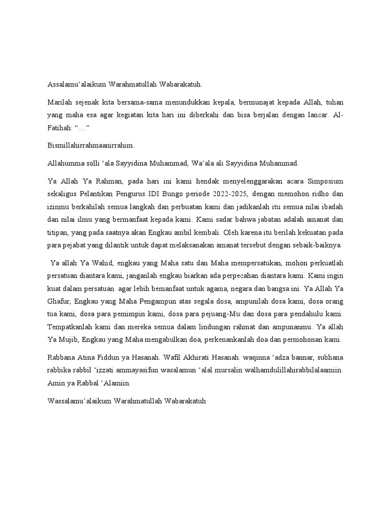 Doa Acara IDI | PDF | Agama & Spiritualitas