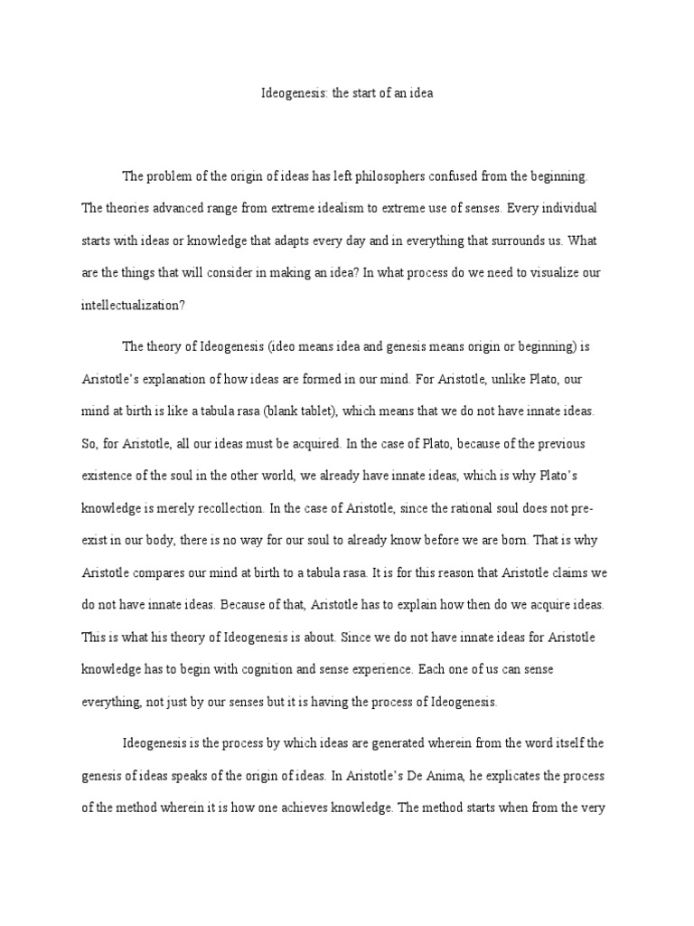 Ideogenesis - The Start of An Idea | PDF | Idea | Senses