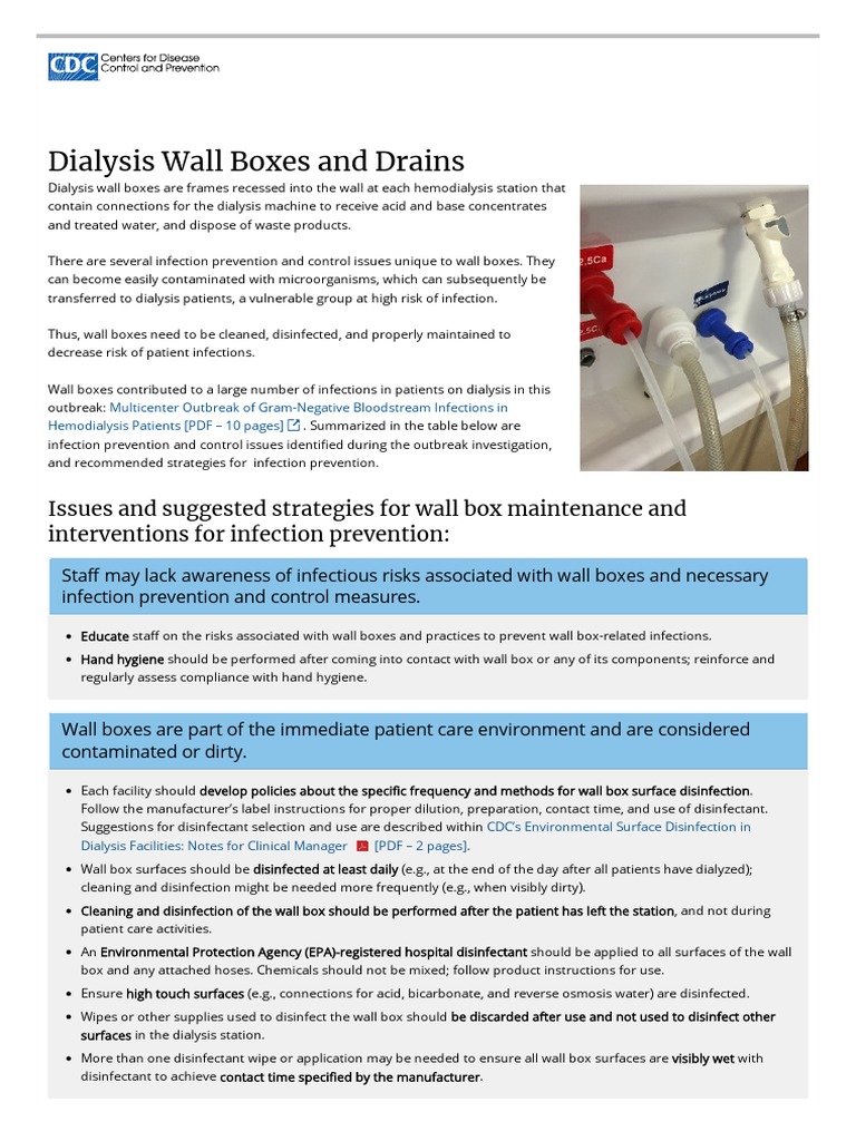 Dialysis Wall Boxes and Drains - Dialysis Safety - CDC | PDF ...