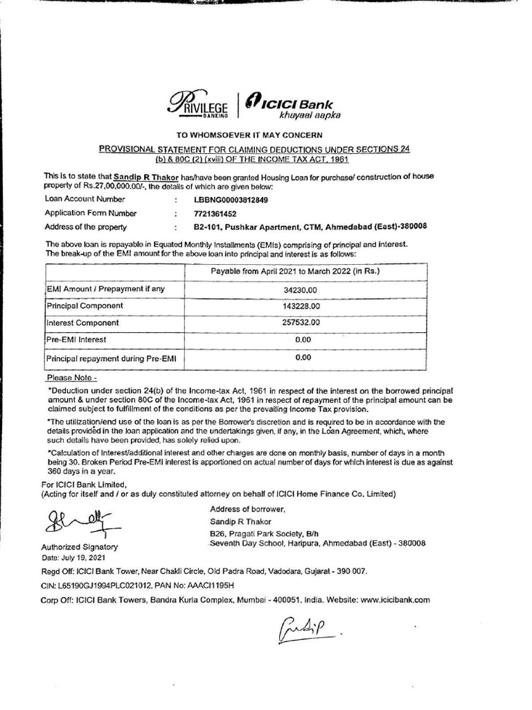 Home Loan Interest Certificate - Compressed | PDF