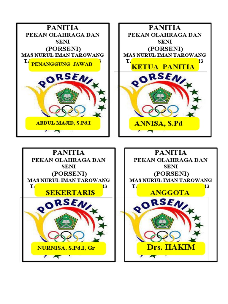 Id Card Panitia Porseni 2022 | PDF | Sains & Matematika