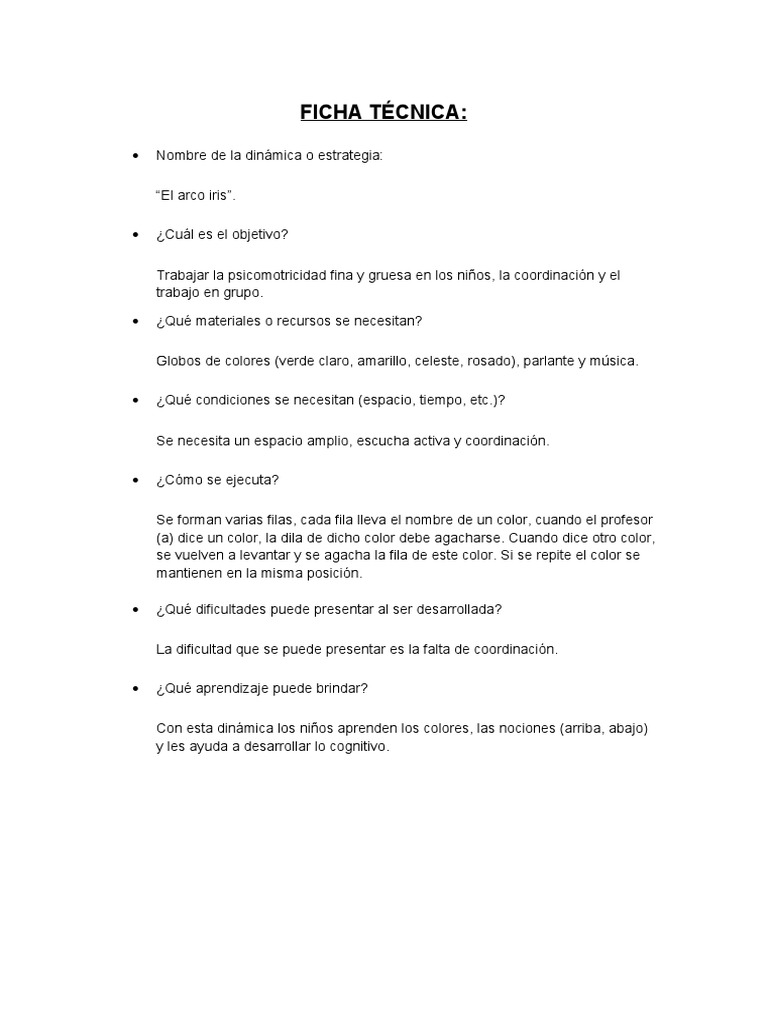 Ficha Tecnica Dinamica | PDF