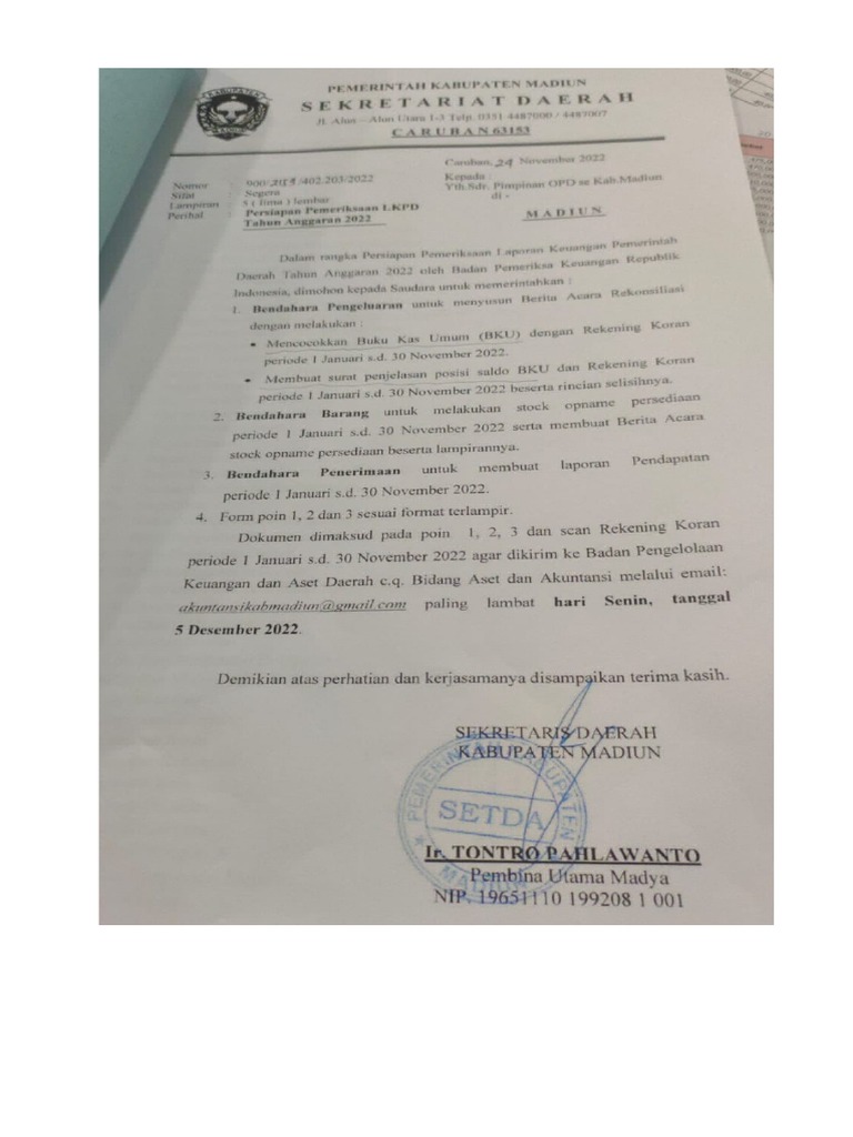 Surat Bpkad | PDF