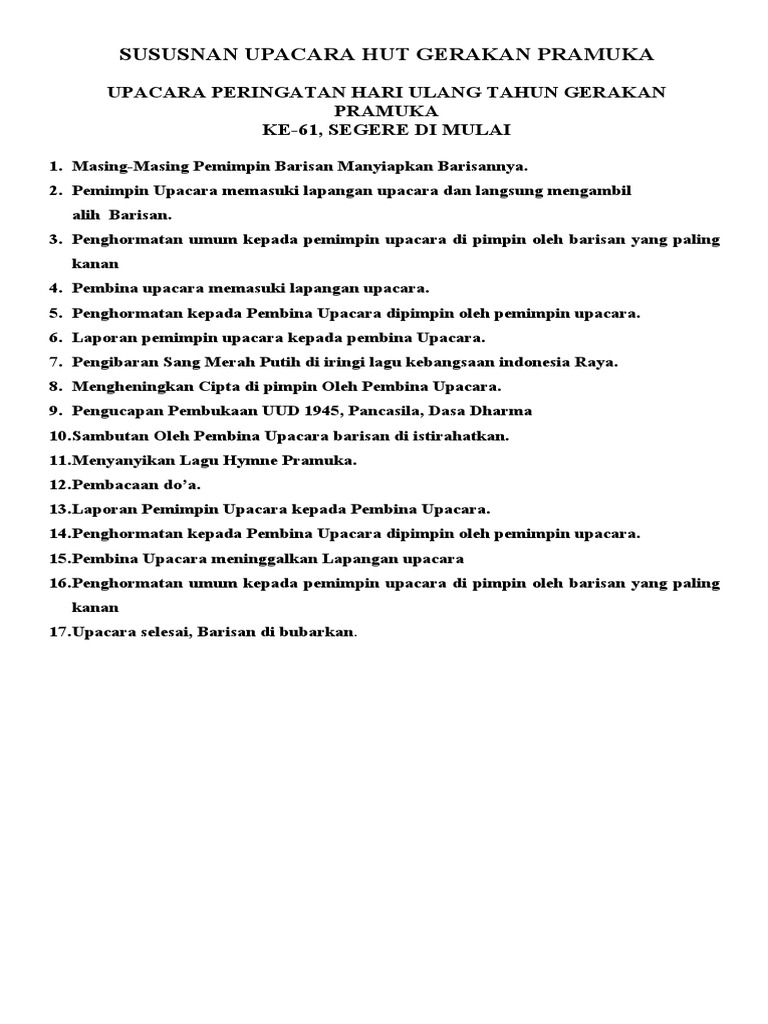 Susunan Acara Pramuka | PDF
