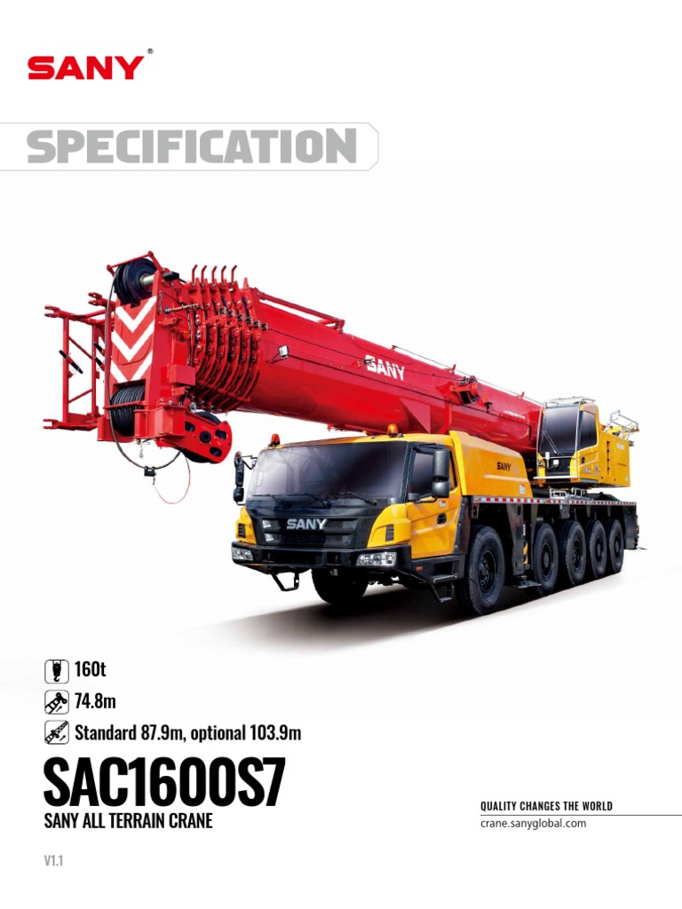 Sany Crane-Brochure SAC1600S7 | PDF | Crane (Machine) | Steering