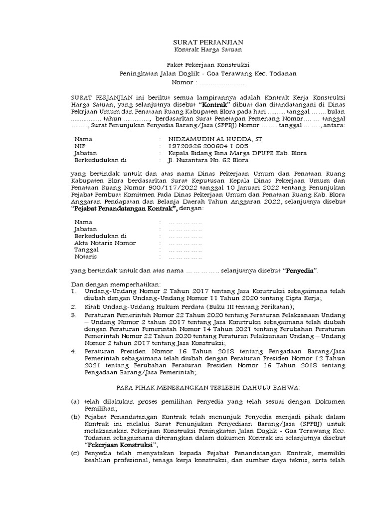 5 - A Draft Kontrak Ssuk Dan SSKK | PDF