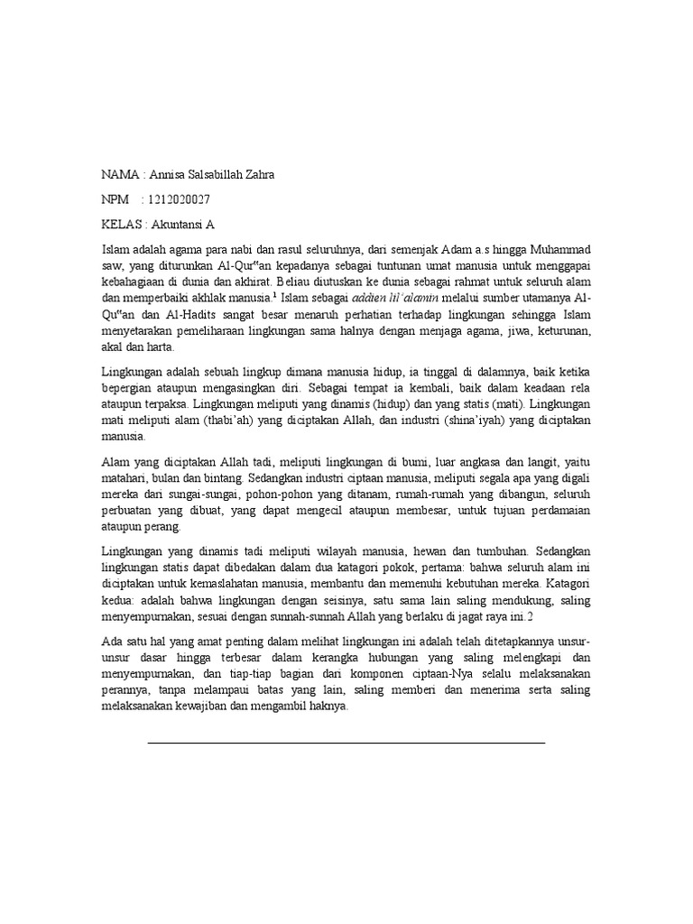 Annisa Salsabillah Zahra - Resume Agama | PDF