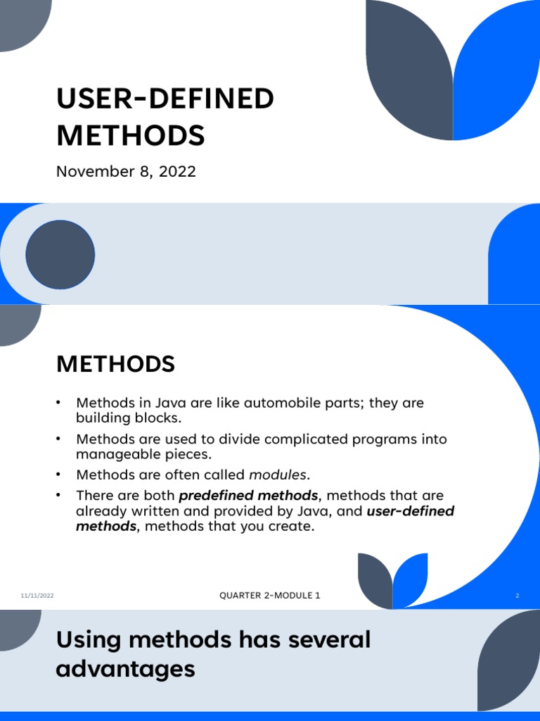 User Defined Methods Pdf Method Computer Programming Parameter Computer Programming 4225