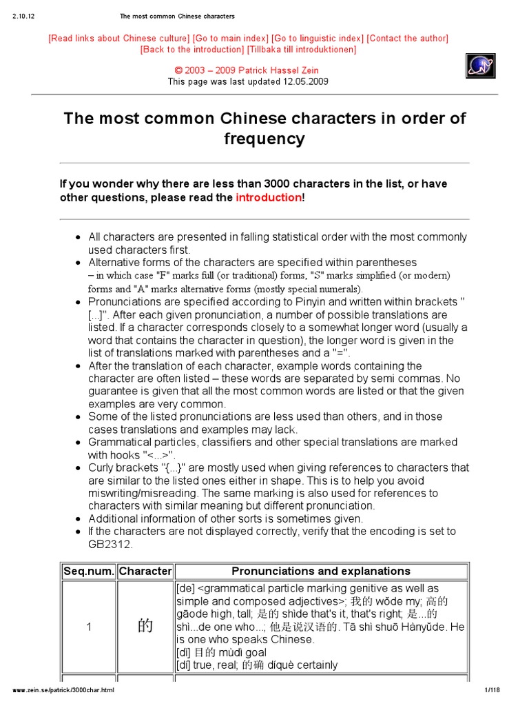 The Most Common Chinese Characters | PDF | Bracket | Tao