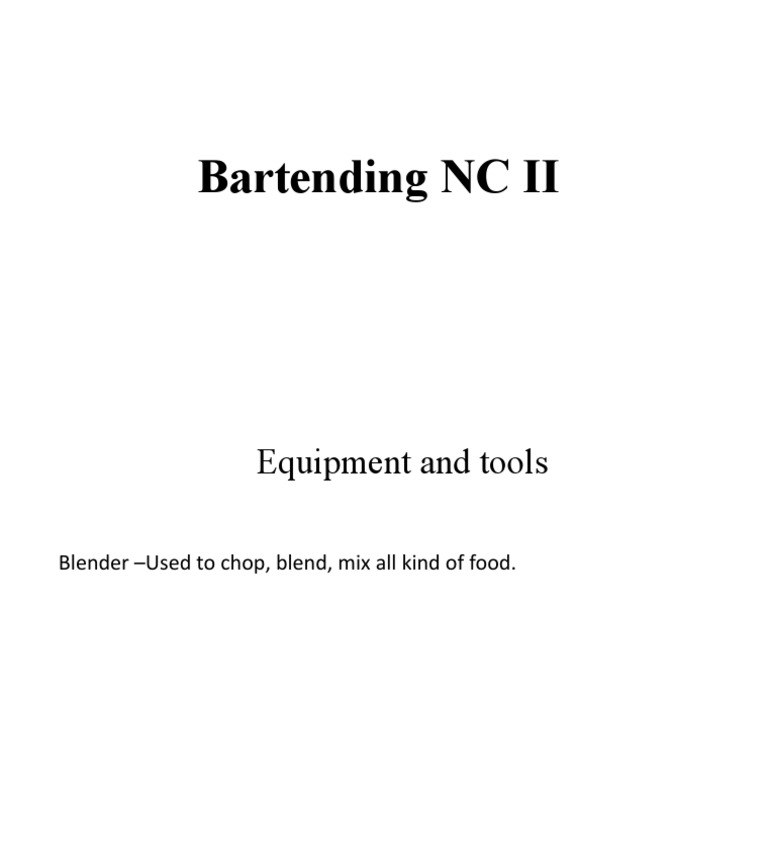 Bartending NC II | PDF