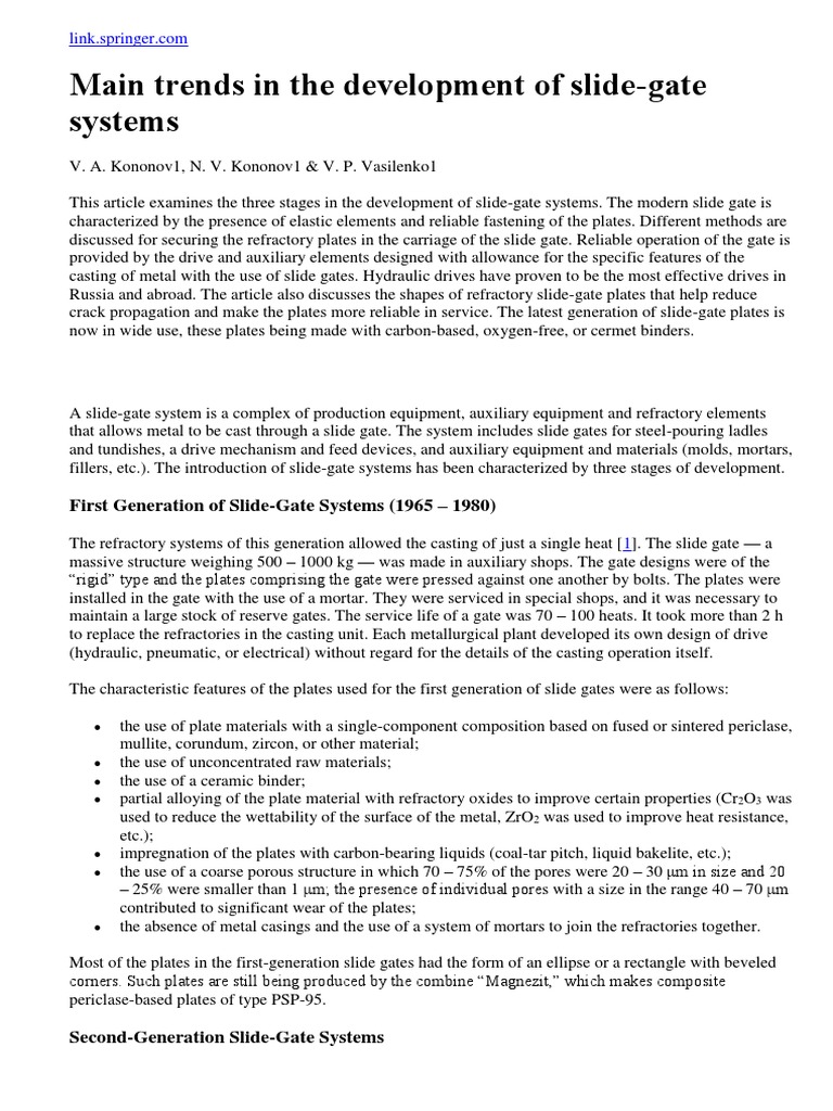Slide Gate System Development | PDF | Corrosion | Aluminium Oxide