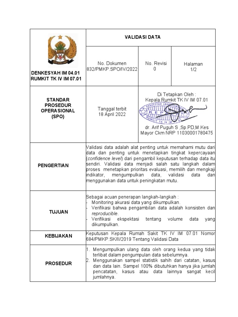 Spo Validasi Data | PDF