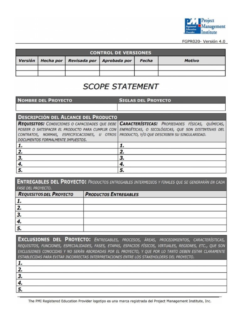 Plantilla 3 Scope Statement | PDF