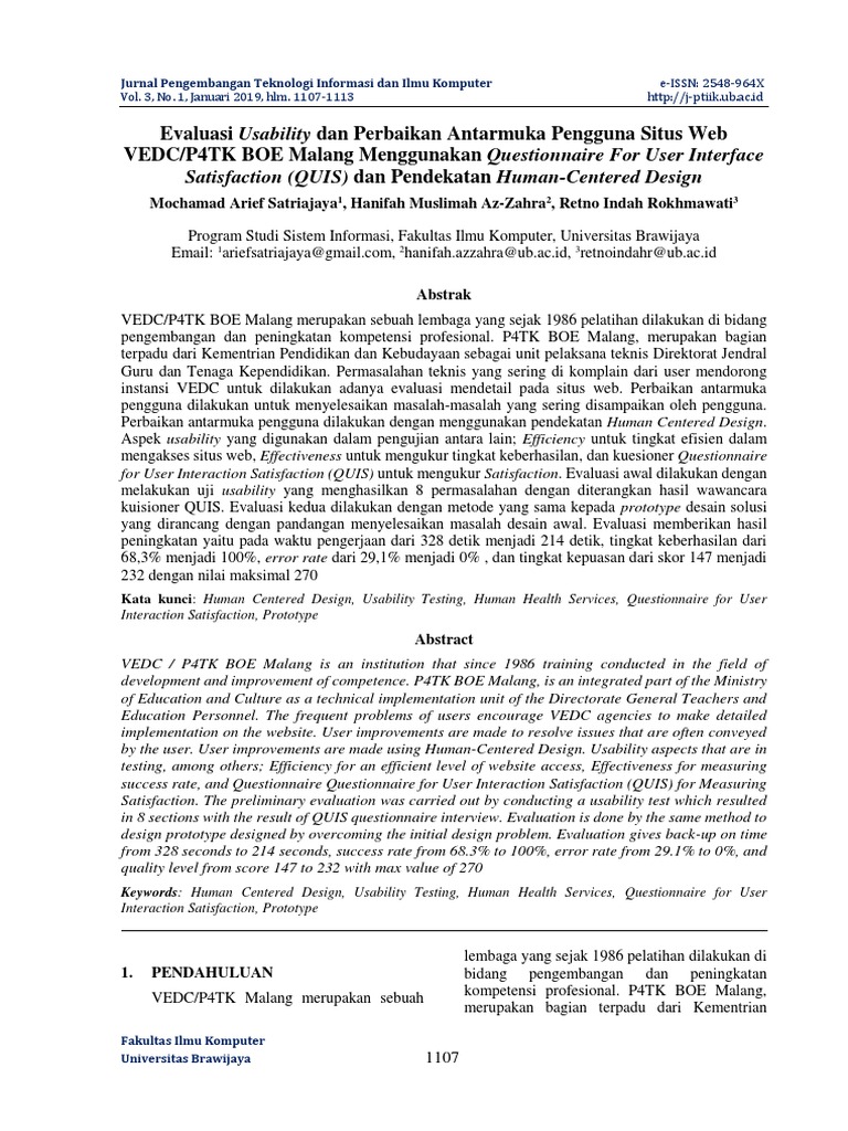Evaluasi Usability Dan Perbaikan Antarmuka Pengguna Situs Web VEDC/P4TK BOE Malang Menggunakan ...
