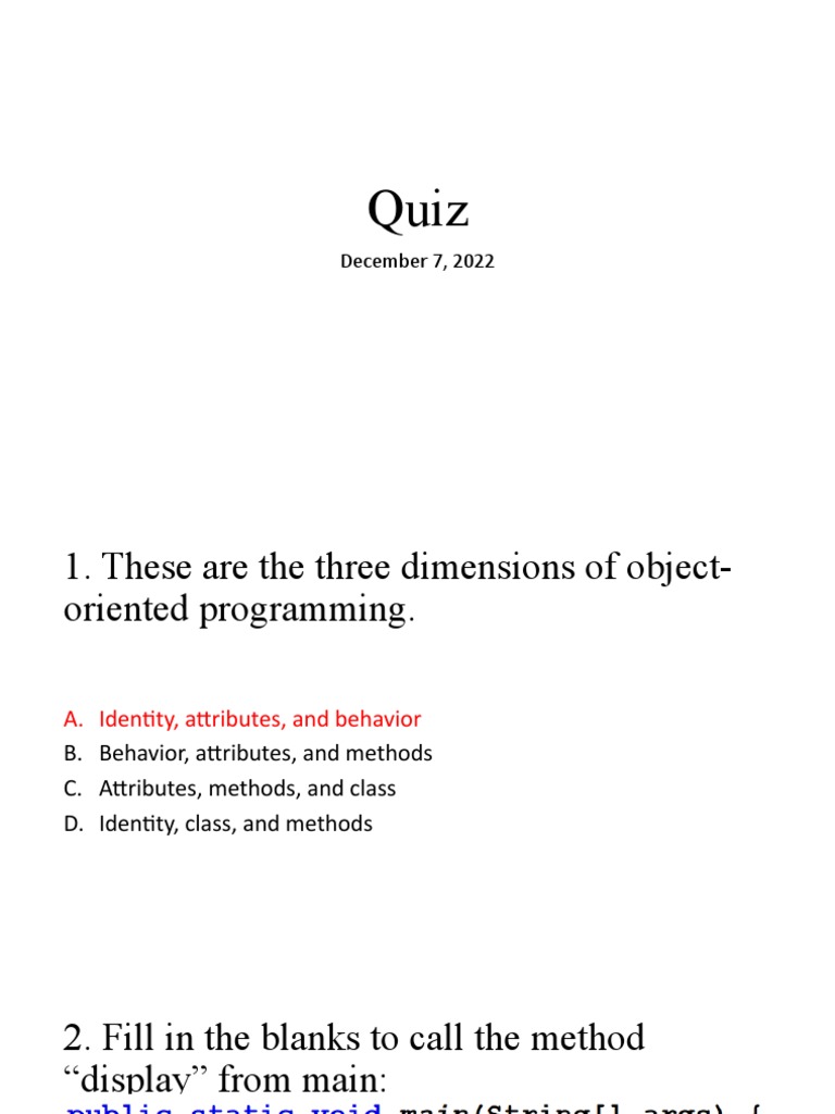Sample Comprog Quiz Pdf Class Computer Programming Method Computer Programming 