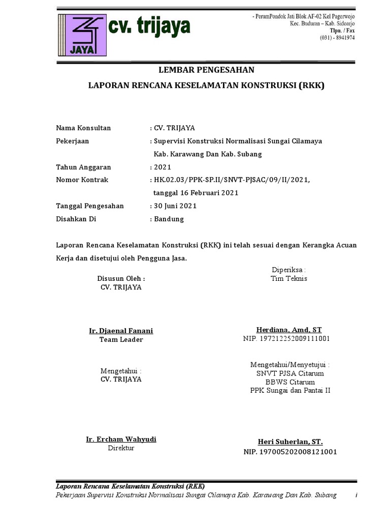 Rencana Keselamatan Konstruksi | PDF | Teknologi & Rekayasa