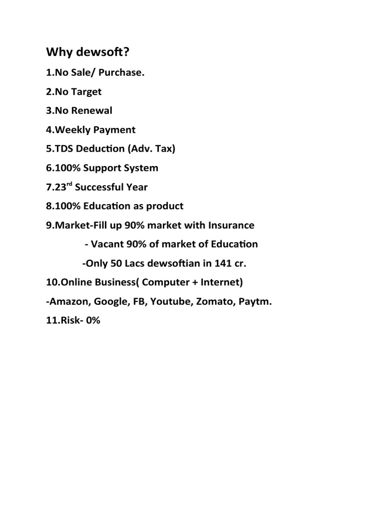 Why Dewsoft | PDF | Business | Finance & Money Management