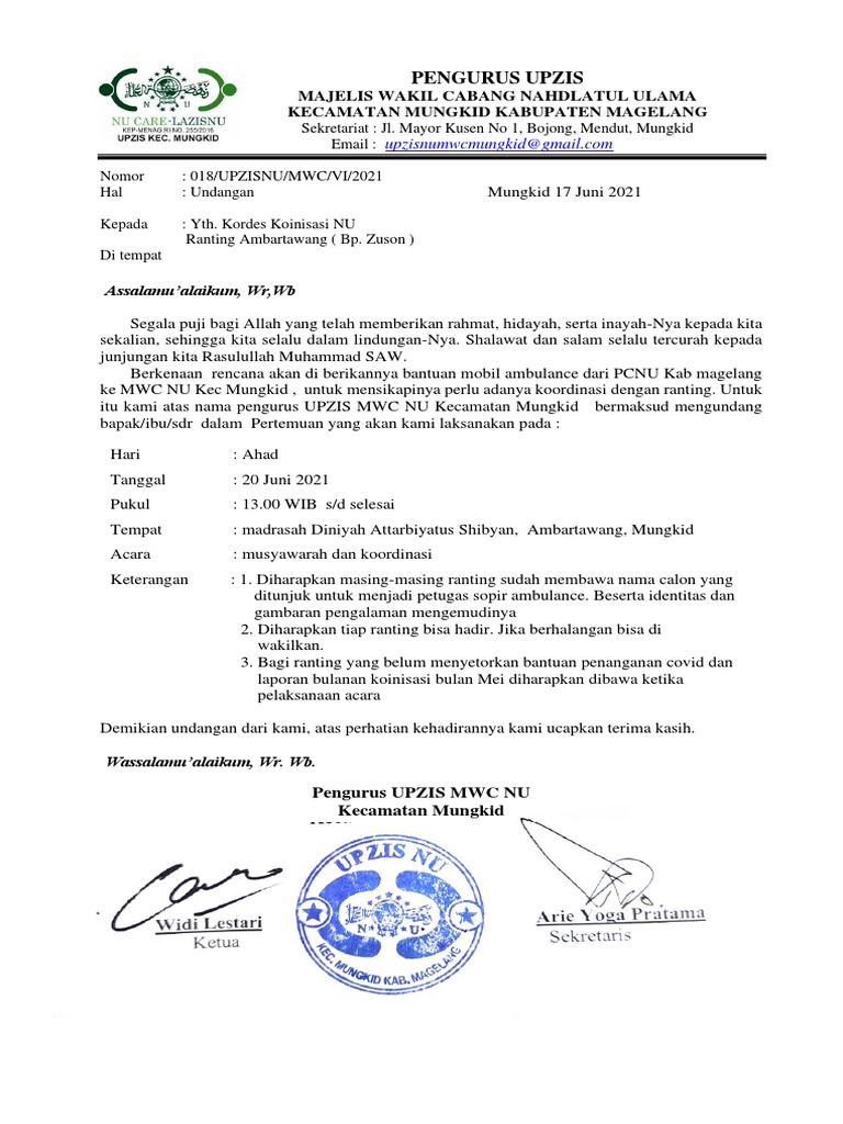 PENGURUS UPZIS Lazis | PDF