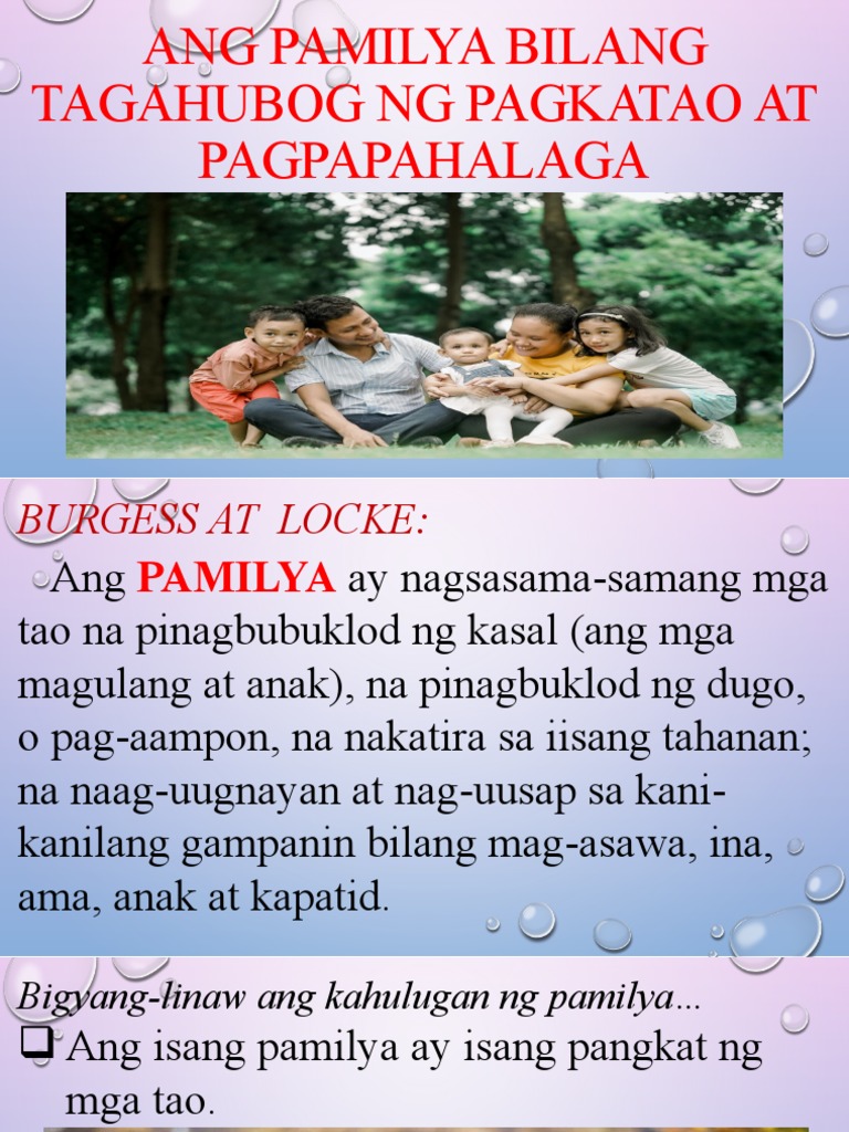 Ang Pamilya Bilang Tagahubog Ng Pagkatao at Pagpapahalaga | PDF