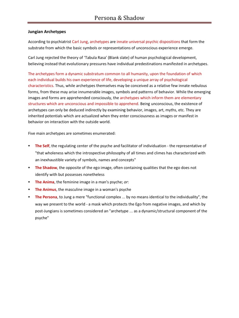 Persona & Shadow | PDF | Shadow (Psychology) | Carl Jung
