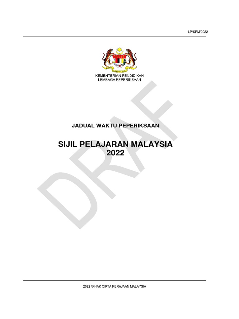Draf JWP SPM 2022 - h1h25 | PDF | Sains & Matematika