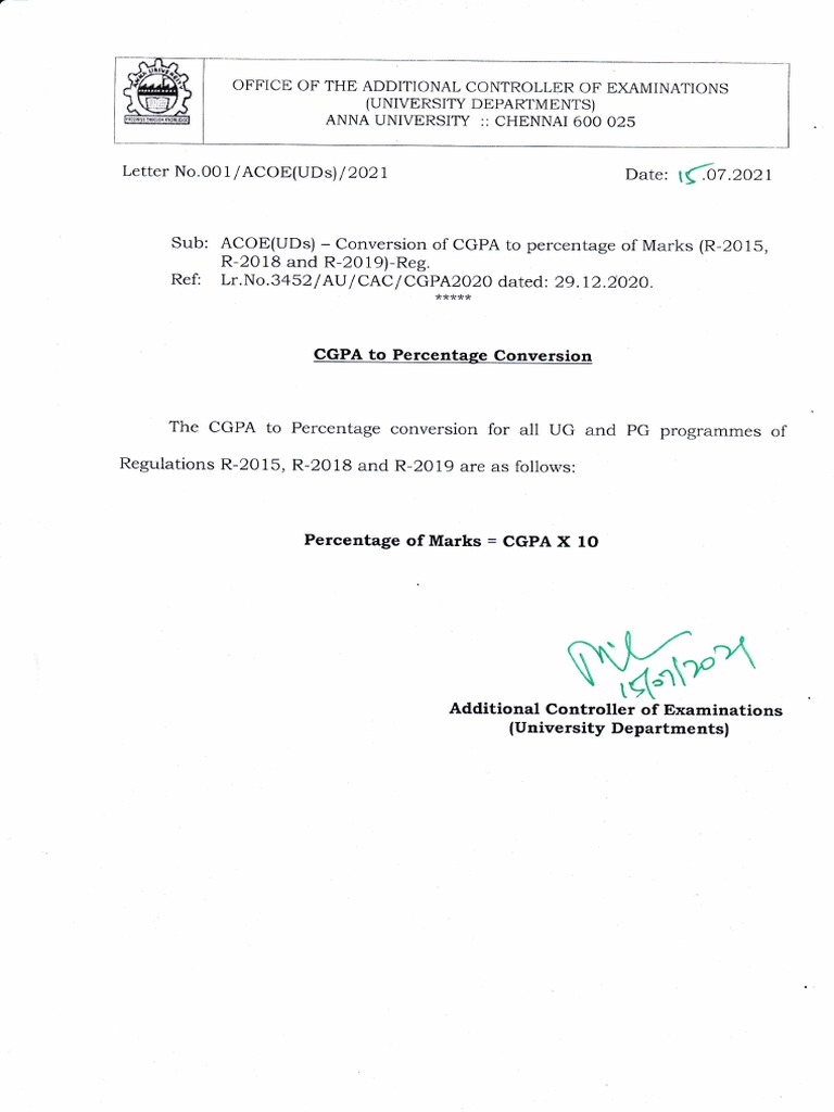 Cgpa To Percentage Conversion | PDF