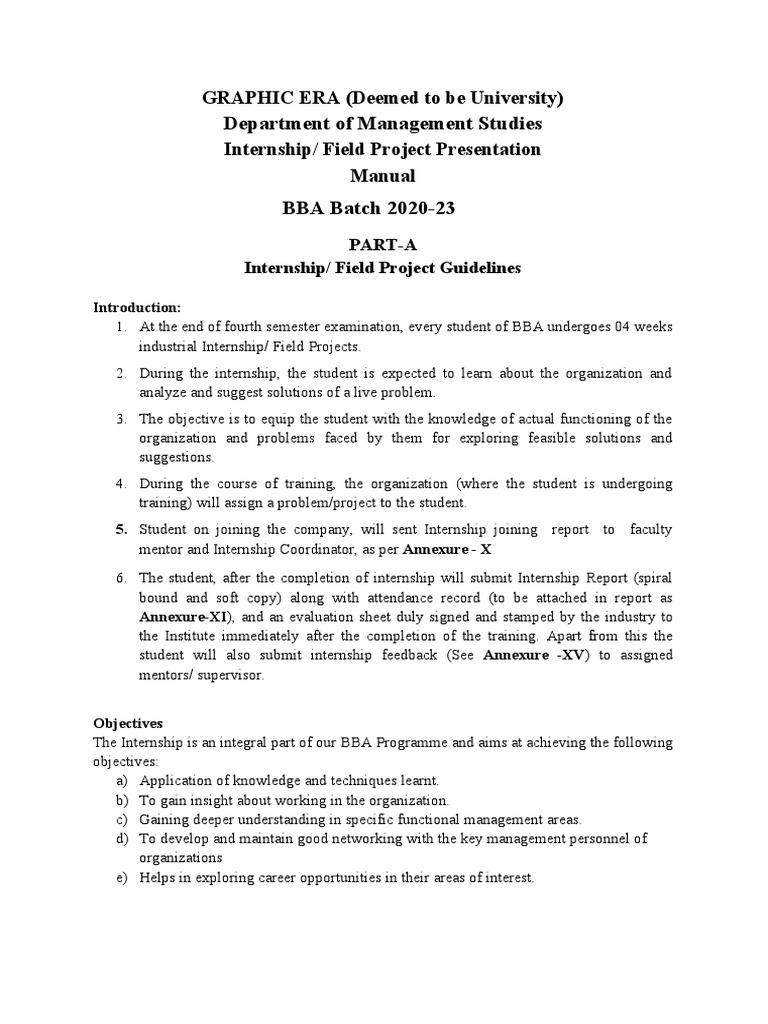 Guidelines BBA Field Project Presentation (SIP) BBA | PDF | Mentorship ...