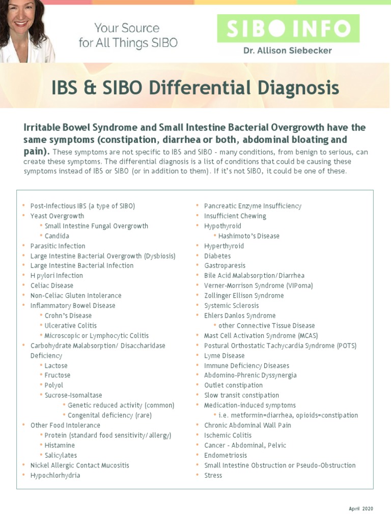 IBS and SIBO Differential Diagnosis, Siebecker | PDF | Irritable Bowel Syndrome | Food Intolerance