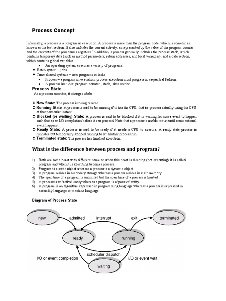 Process Concept Explained Pdf Process Computing Scheduling Computing