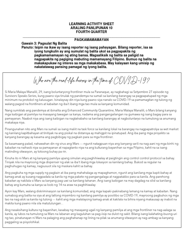 GRADE 10 AP - Q4M1-W3 | PDF