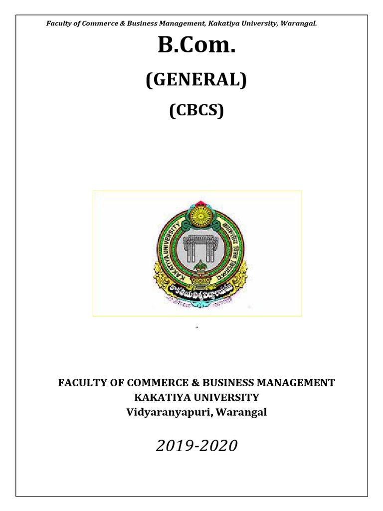 Kakatiya University B.Com CBCS Course Structure | PDF | Accounting ...