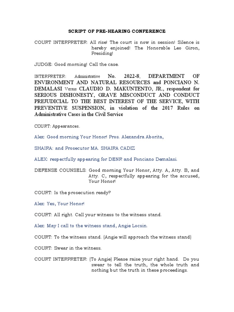 Script of The Proceeding | PDF | Affidavit | Witness
