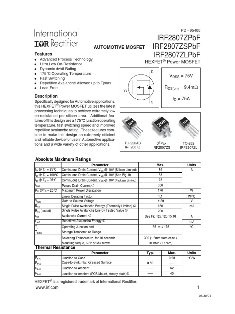 Datasheet | PDF | Diode | Field Effect Transistor