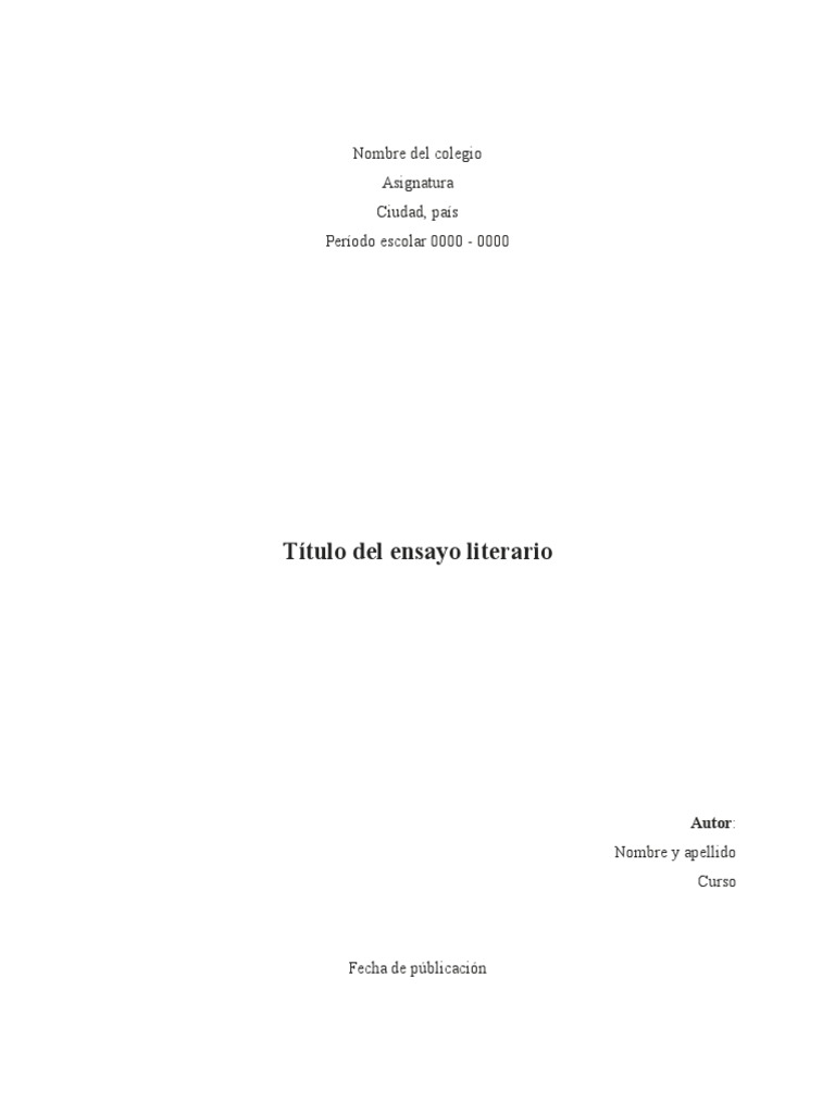 Formato de Ensayo Literario | PDF
