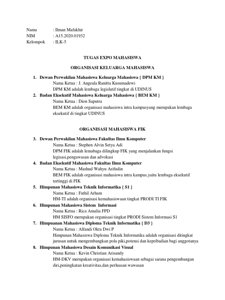 Tugas Expo Mahasiswa Ilman Mafakhir (Ilk-5) | PDF