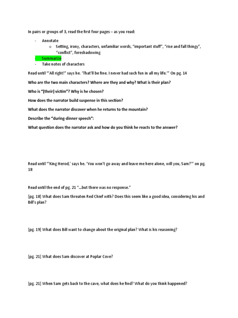 Ransom of Red Chief Notes | PDF