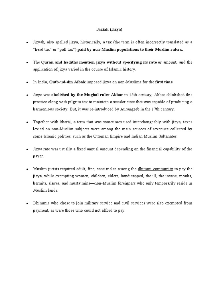 Jizya Tax | PDF