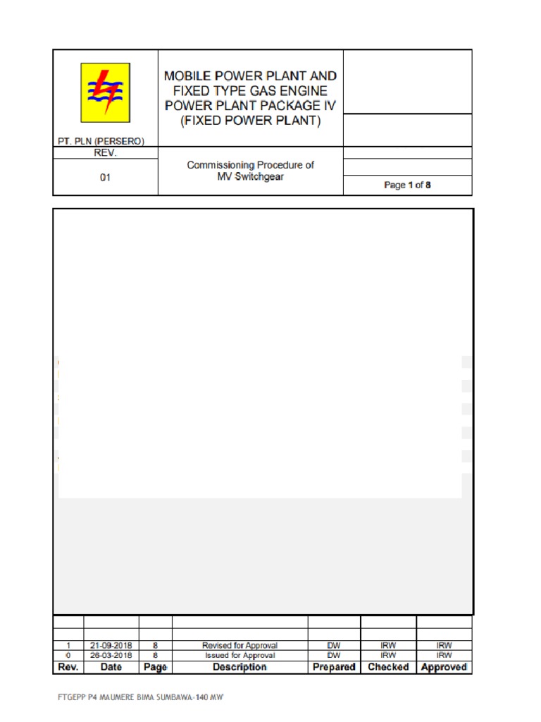 Commissioning Procedure MV Switchgear | PDF