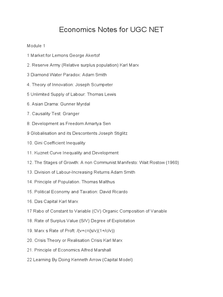 Economics Notes For Ugc Net Pdf Economics Economic Growth
