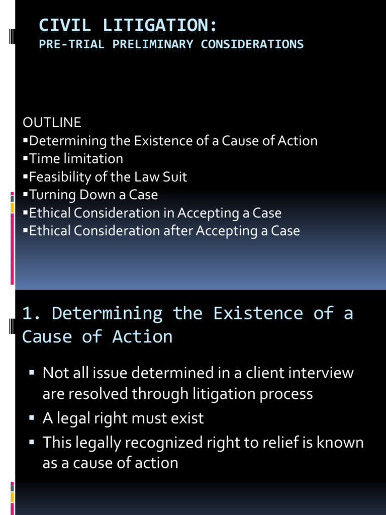 Civil Litigation Pre-Trial Considerations | PDF | Lawsuit | Standing (Law)