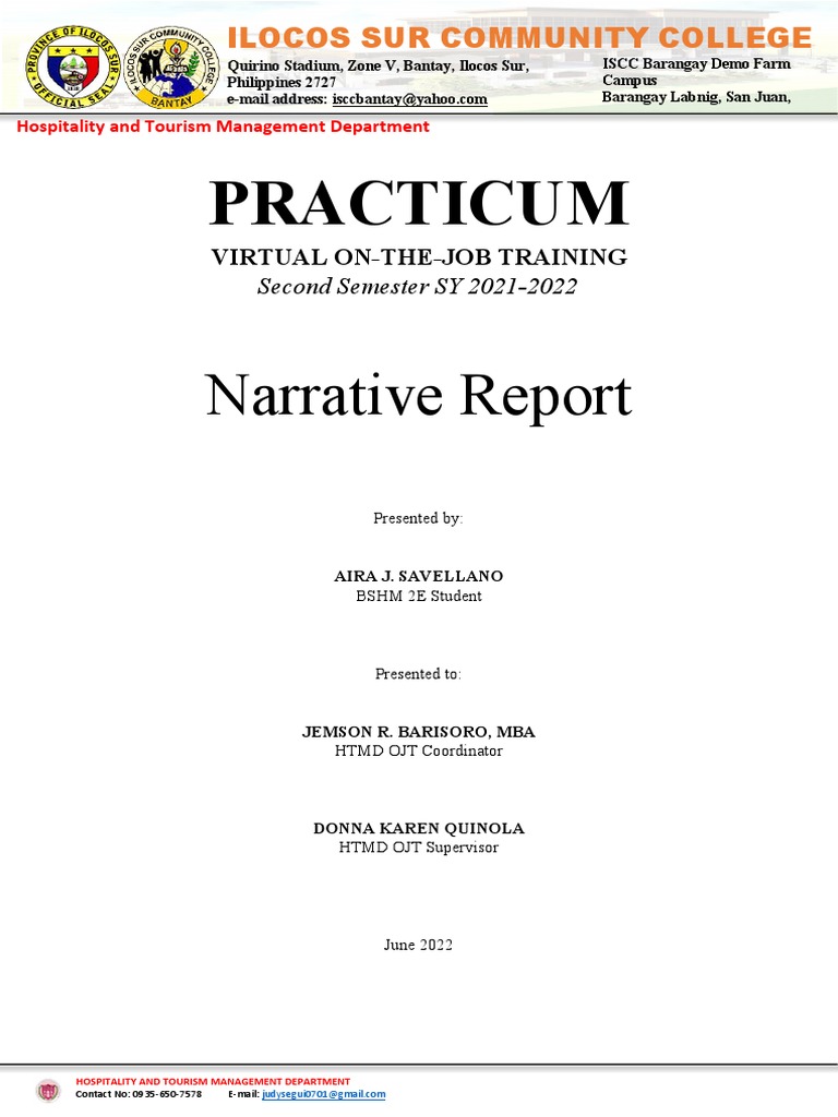 Narrative Report Aira 1 | PDF | Attitude (Psychology) | Foods