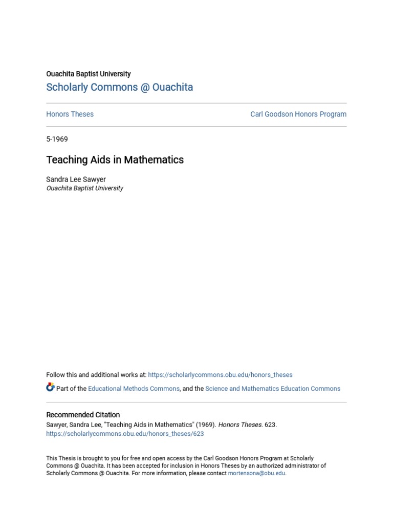 Effective Teaching Aids in Mathematics | PDF | Teaching Method | Thesis