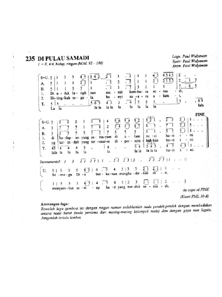 Pulau Samadi Lagu Persembahan | PDF