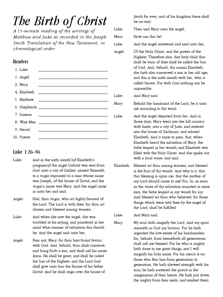 Joseph Smith Translation: Christ's Birth | PDF | Mary, Mother Of Jesus ...