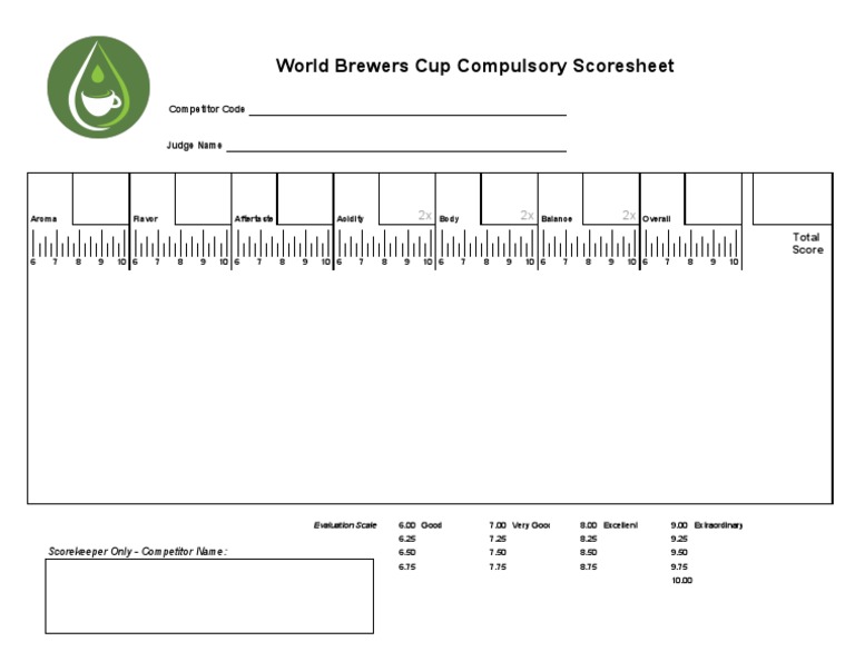 2021 World Brewers Cup Compulsory Scoresheet | PDF